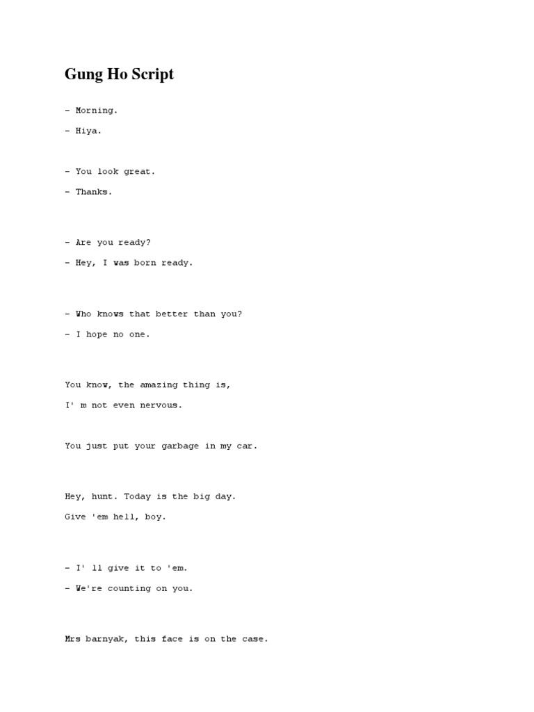 Gung Ho Script Eng | PDF