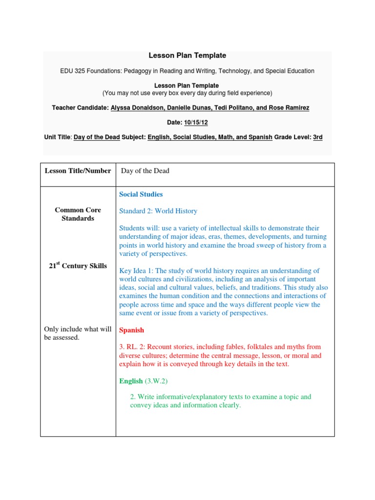 Day of the Dead Multidisciplinary Lesson Plan | PDF | Educational ...