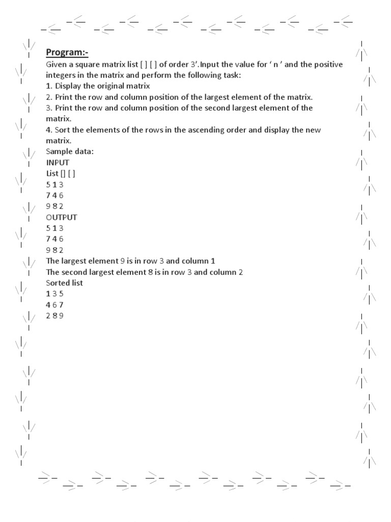 Program | PDF | Matrix (Mathematics) | Integer (Computer Science)