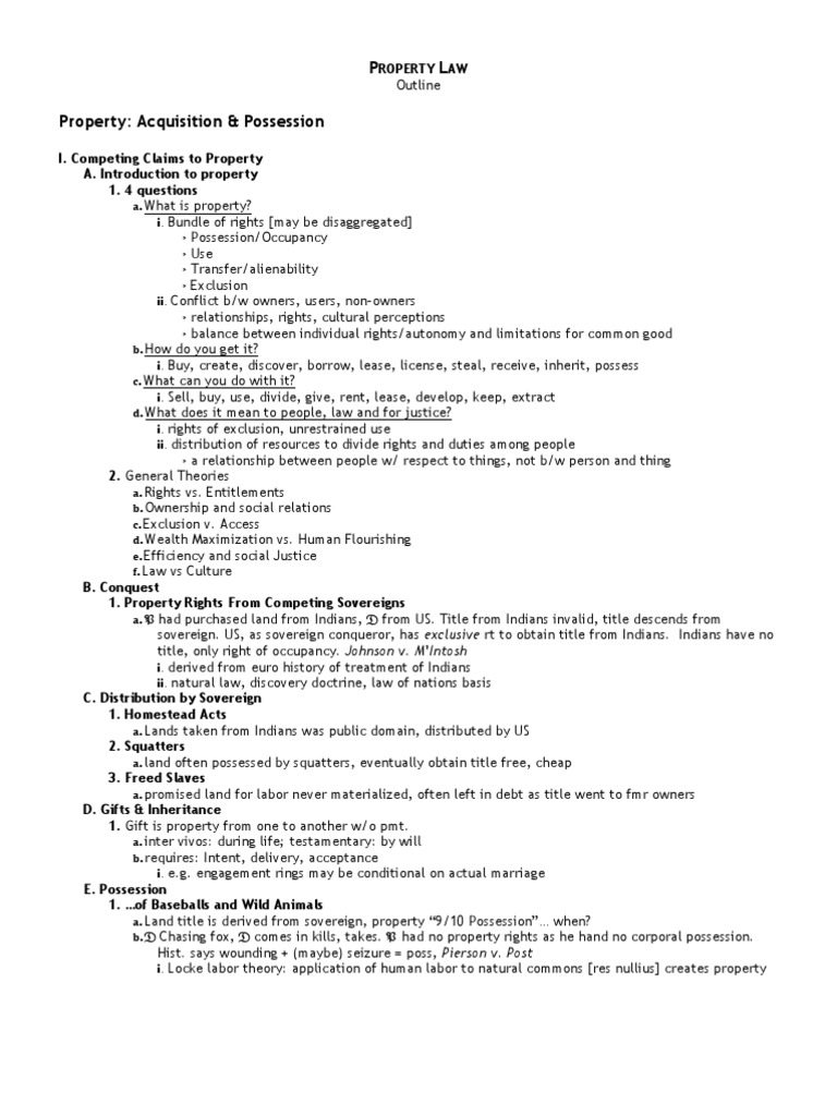 1L Property Law Outline | Download Free PDF | Concurrent Estate | Easement