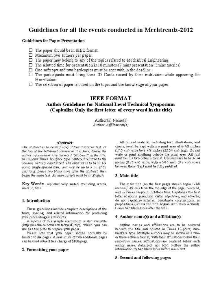 Ieee Paper Format | PDF | Typefaces | Times New Roman