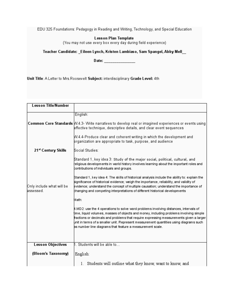 4th Grade Lesson Plan: Great Depression | PDF | Pedagogy | Educational ...