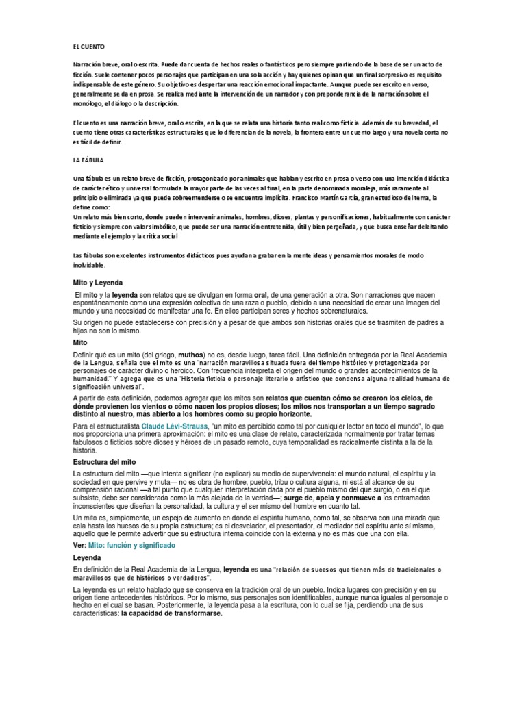 ,mito, Leyenda, Cuento, Fabula | PDF | Fábula | Leyendas