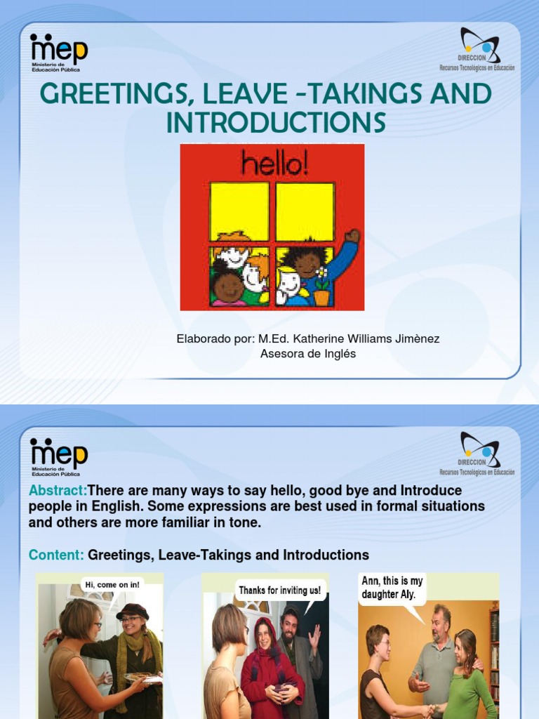 Greetings and Leave-Takings Guide | PDF | Human Communication | Learning