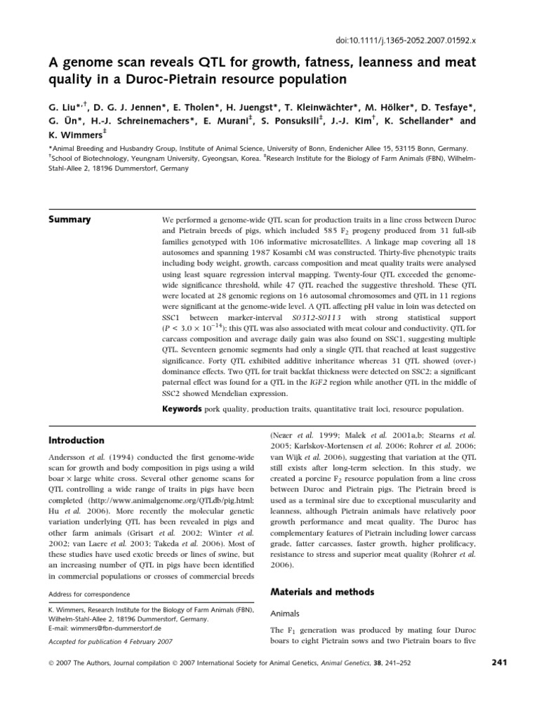 QTL en Animal | PDF | Quantitative Trait Locus | Gene