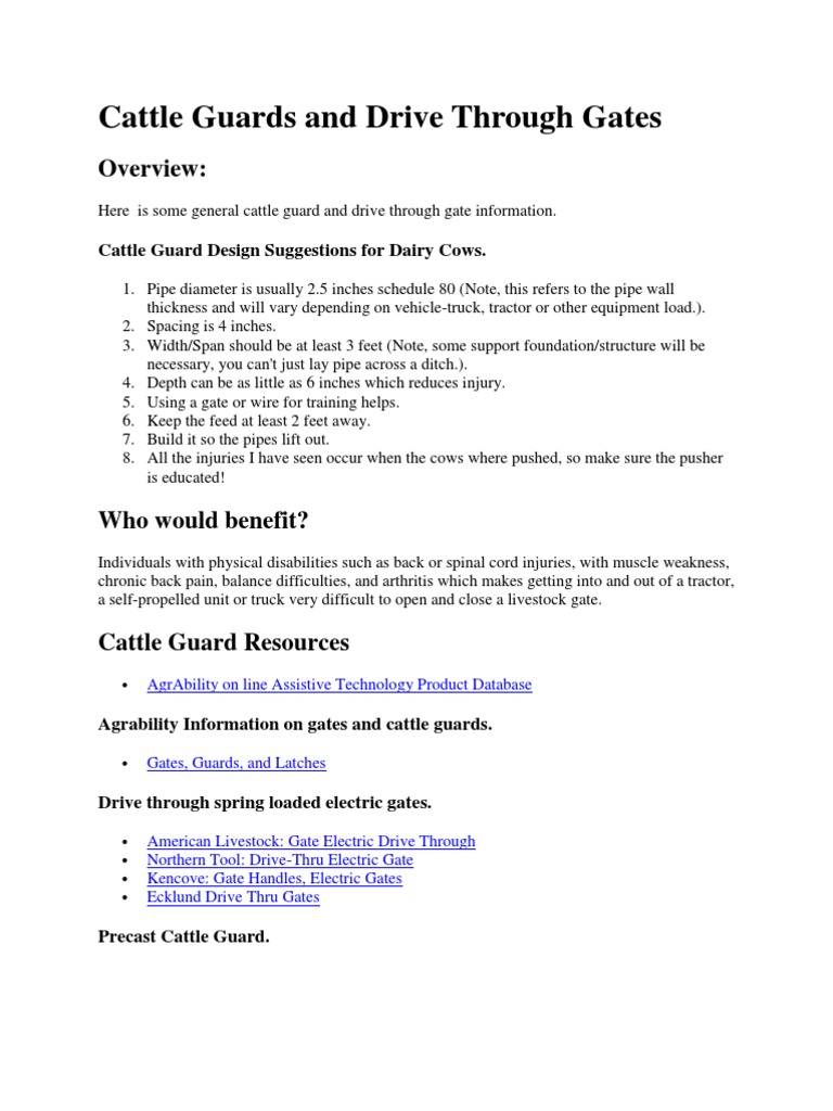 Cattle Guard Design and Resources Guide | PDF | Cattle | Livestock