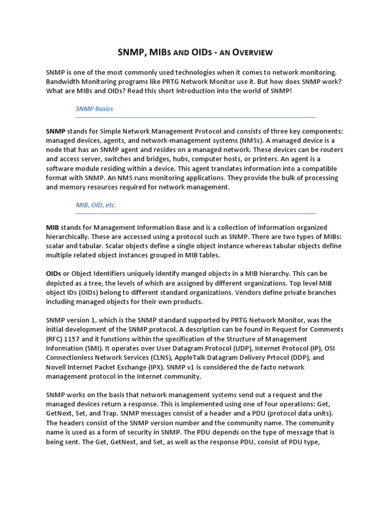 SNMP, MIBs & OIDs Explained | PDF | Communications Protocols | Computer Network