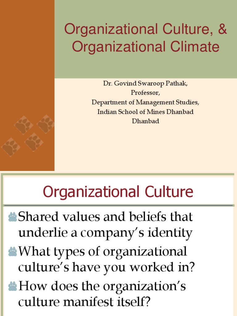 Organizational Culture and Organizational Climate | PDF ...