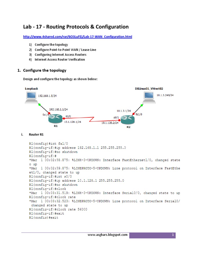 Lab - 17-WAN Configuration | PDF | Router (Computing) | Ip Address