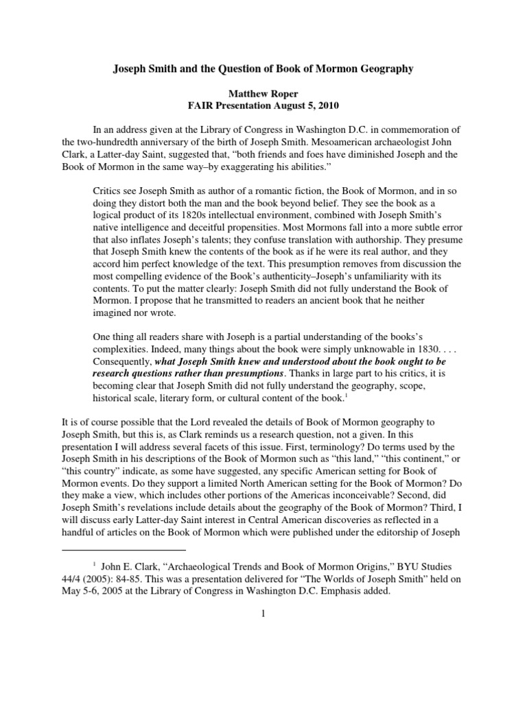 2010 Matthew Roper | PDF | Book Of Mormon | The Church Of Jesus Christ ...