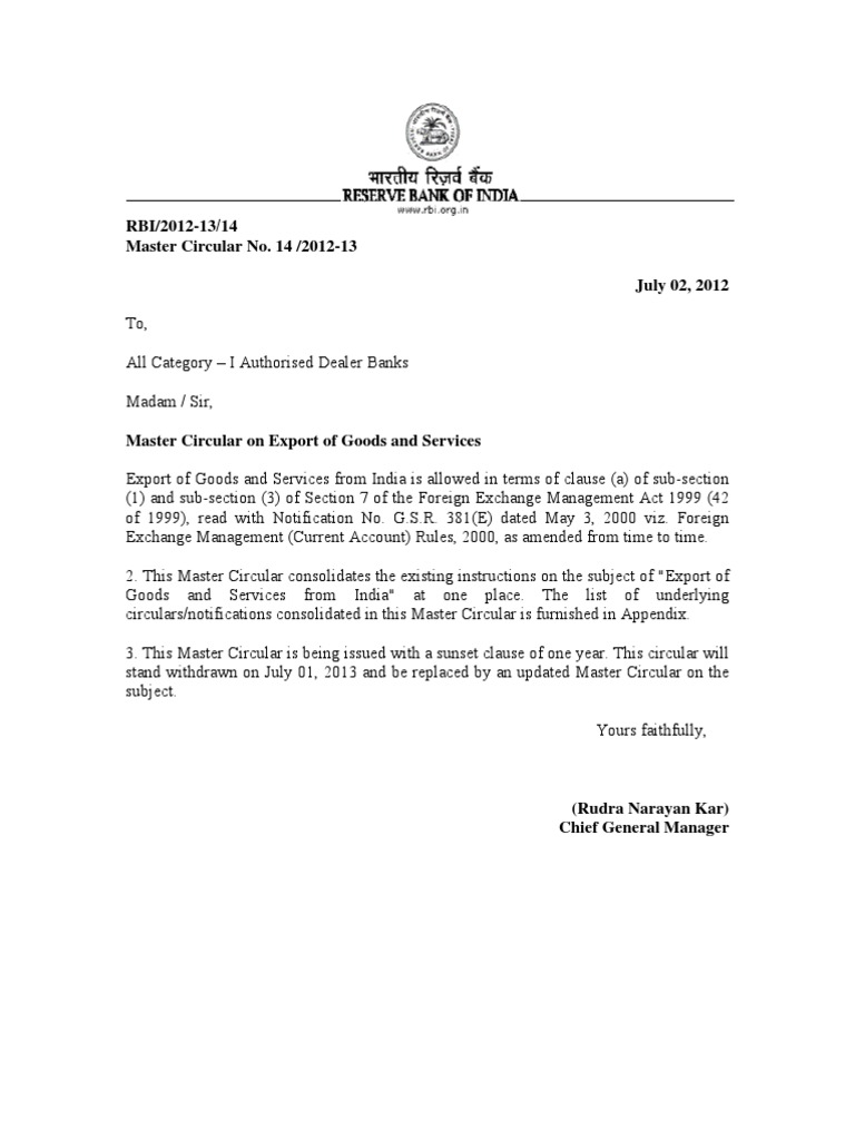 RBI Master Circular | PDF RBI Master Circular | PDF