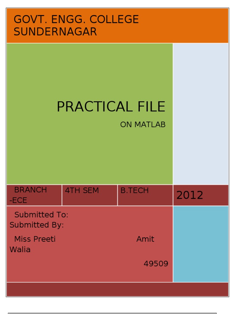 Matlab Practical File | PDF | Matlab | Matrix (Mathematics) Matlab Practical File | PDF | Matlab | Matrix (Mathematics)