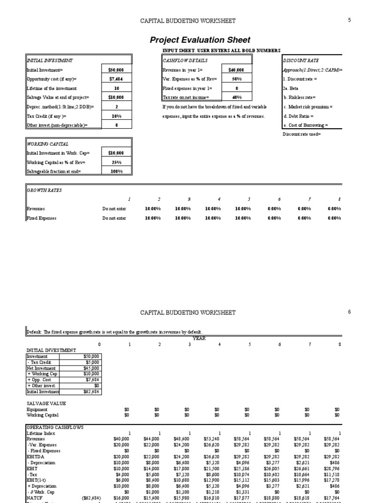 Capital Budgeting Evaluation Template | PDF | Business | Finance ...