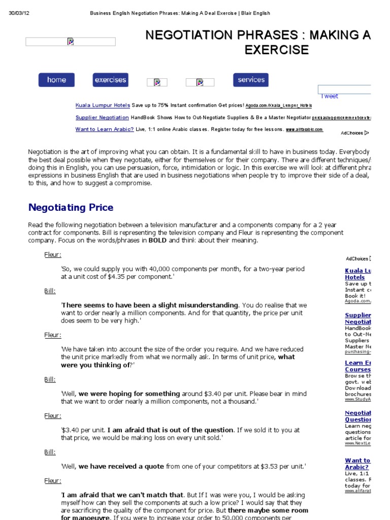 Business English Negotiation Phrases | PDF | Negotiation | Question