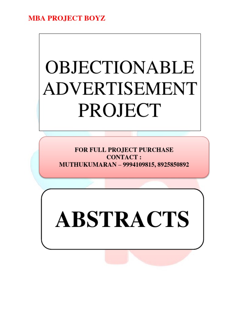 Abstracts - Objectionable Advertisement | PDF | Advertising | Target ...