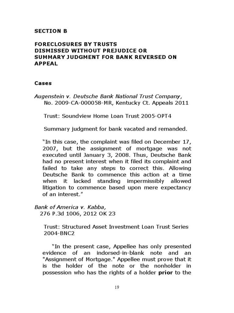 Section B | PDF | Foreclosure | Summary Judgment