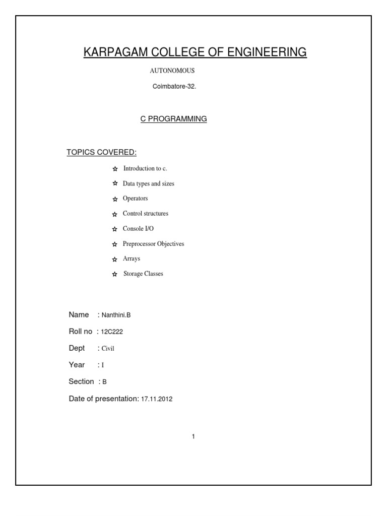 Karpagam College of Engineering | PDF | Compound Interest | C ...