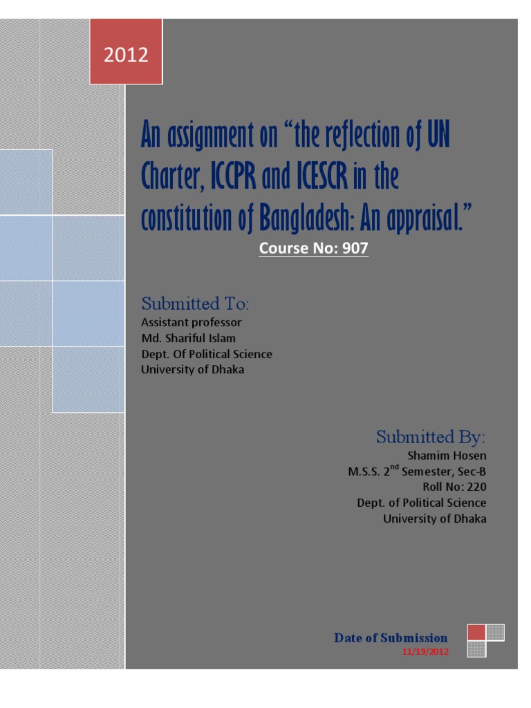 Reflection of UNC ICCPR and ICESCR On BD Cnstitution | PDF | Human ...