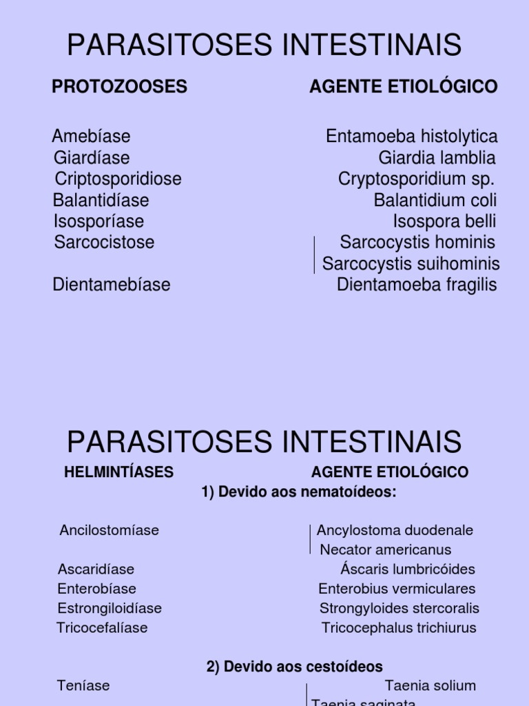 17.parasitoses Intestinais | PDF | Parasitologia | Gastroenterologia