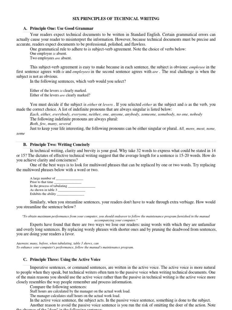 Six Principles of Technical Writing | Download Free PDF | Punctuation ...