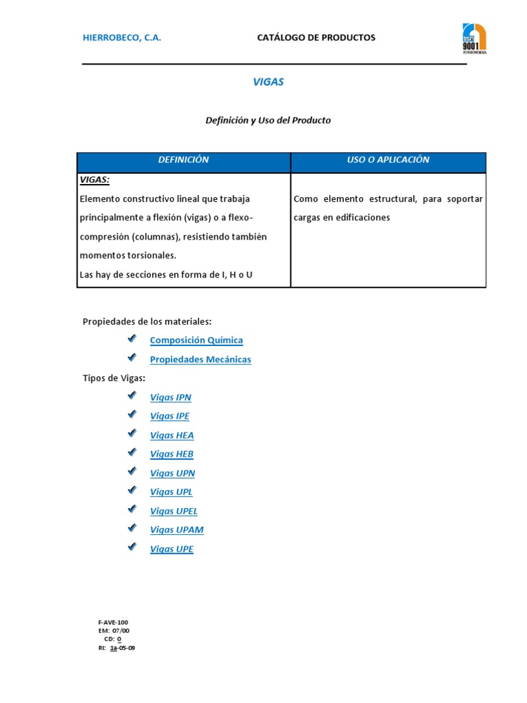 Catalgo de Vigas | PDF