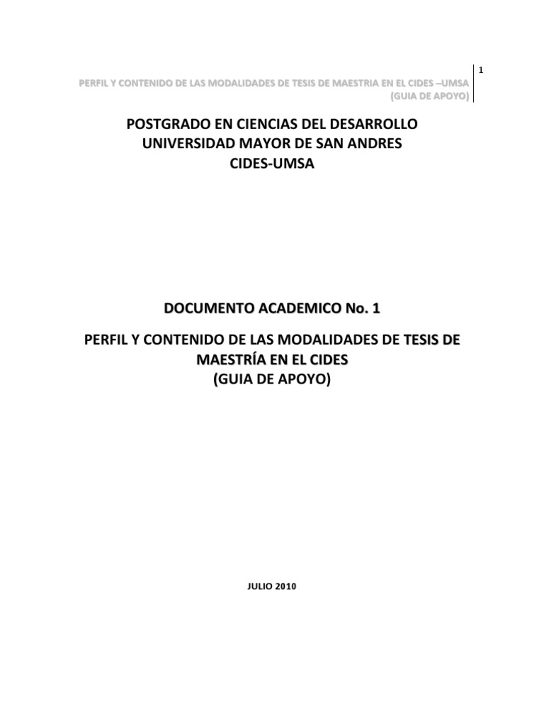 Modalidades de Tesis Cides Umsa | PDF | Conocimiento | Teoría