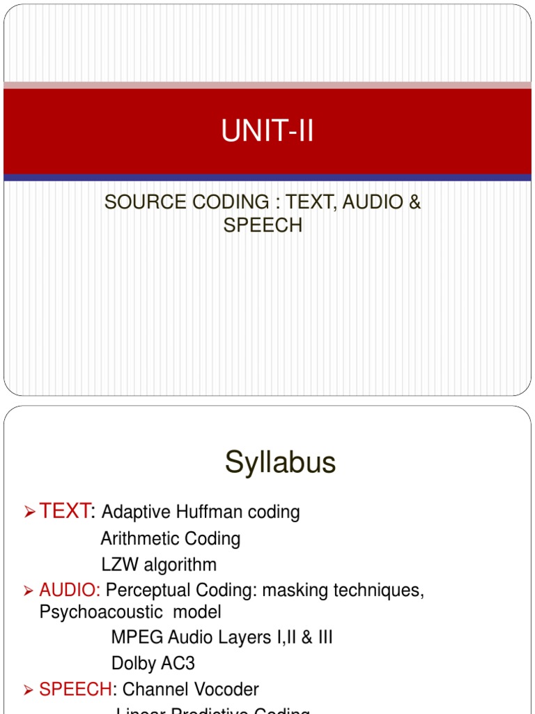 Unit-Ii Itc | PDF | Data Compression | Code