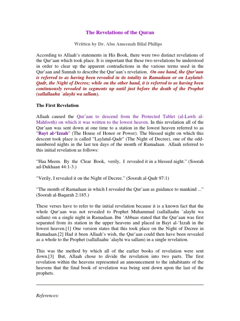 The Revelations of Quran by Dr. Bilal Philips | PDF | Quran | Islam