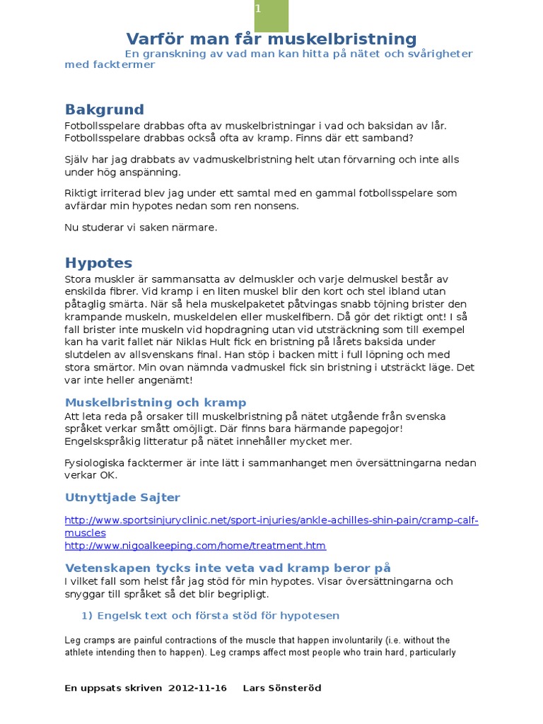 Möjliga Orsaker Till Muskelbristning | PDF