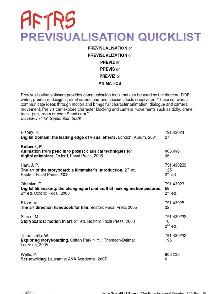 Pre Visualisation | PDF | Artistic Techniques | Animation