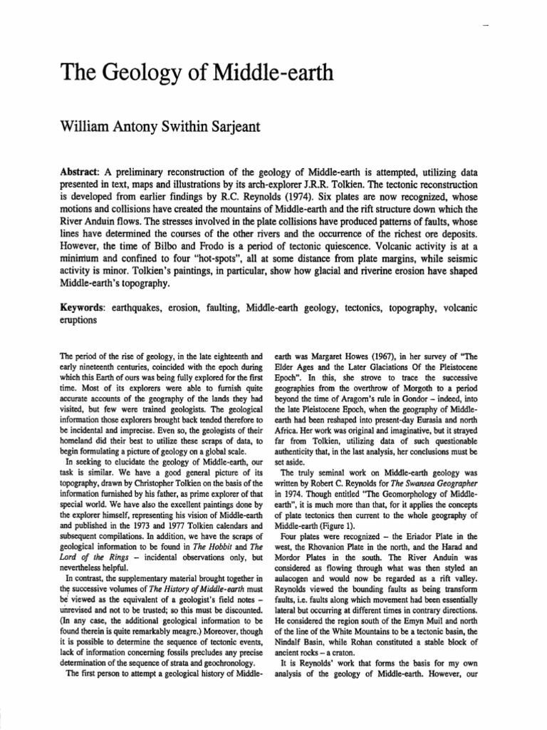 Geology of Middle Earth | PDF | Middle Earth | Plate Tectonics