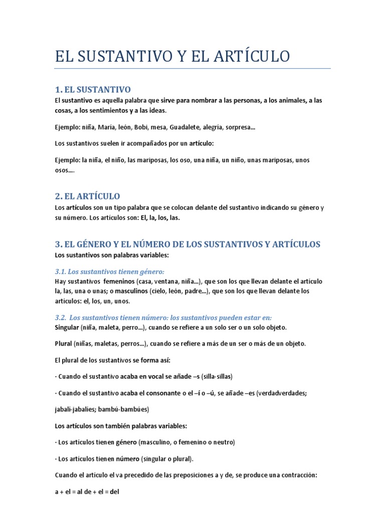 El Sustantivo y El Artículo | PDF | Filosofía