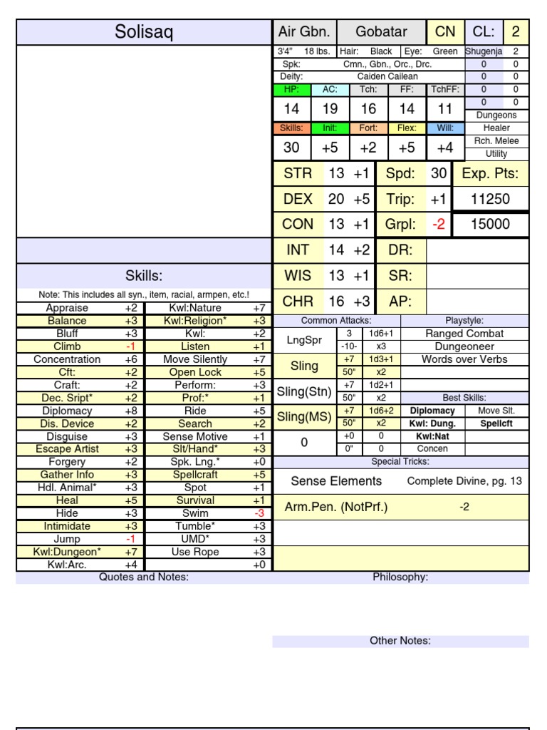 Shugenja Character Sheet Overview | PDF | Nature
