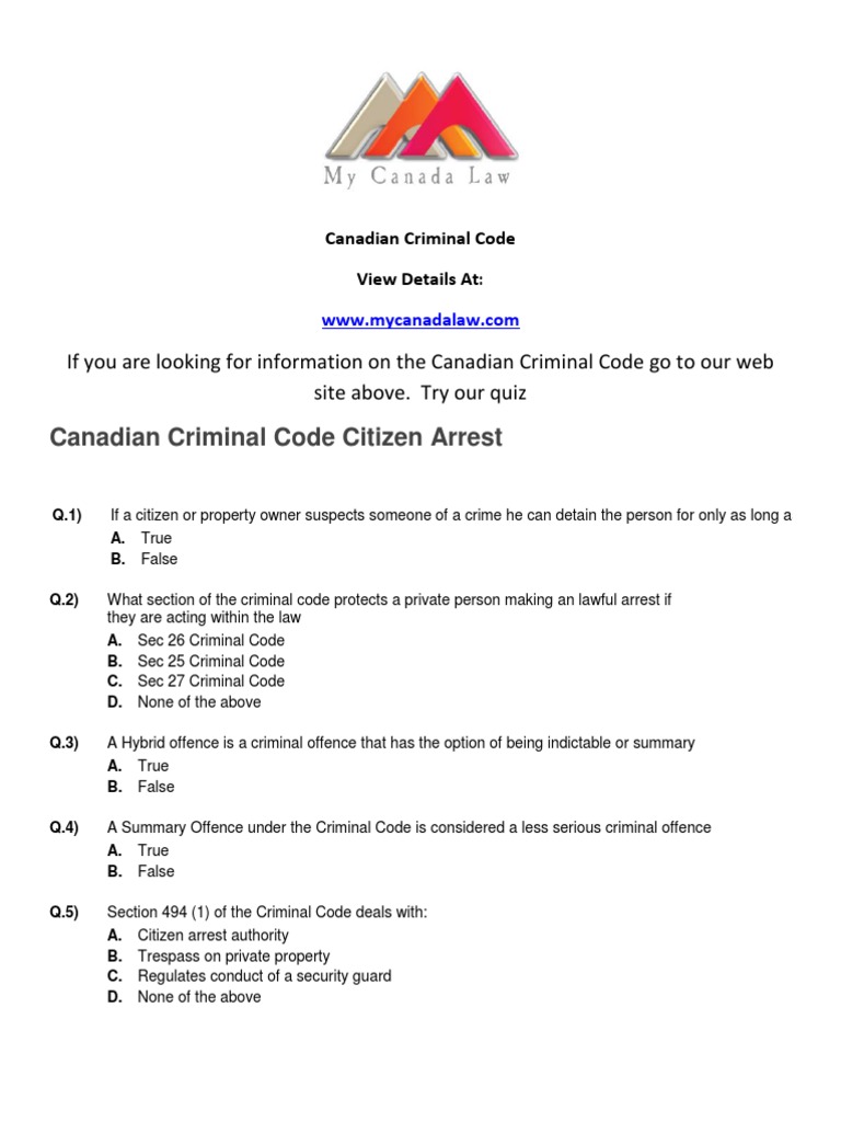 Canadian Criminal Code | Crimes | Crime & Justice