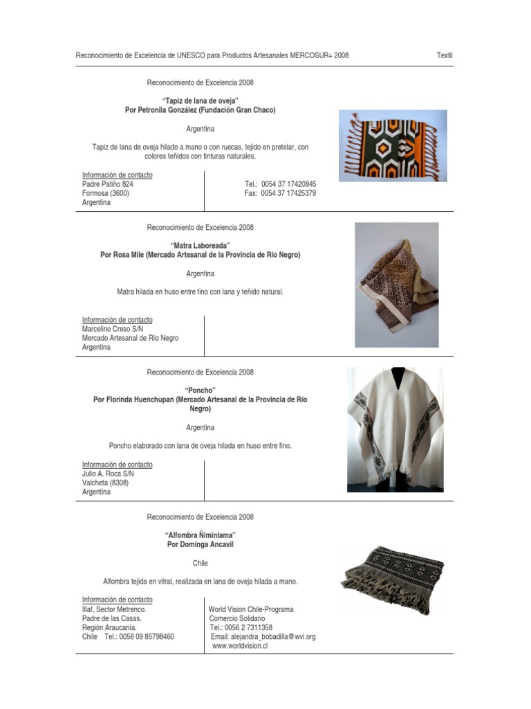 Artesanias Reconocidas Por Unesco | PDF | Textiles | Artes Textiles
