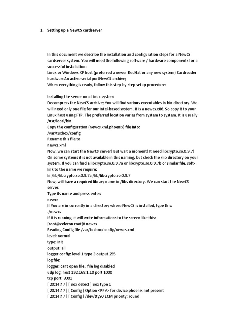 Setting Up A NewCS Cardserver | PDF | Computer File | Superuser