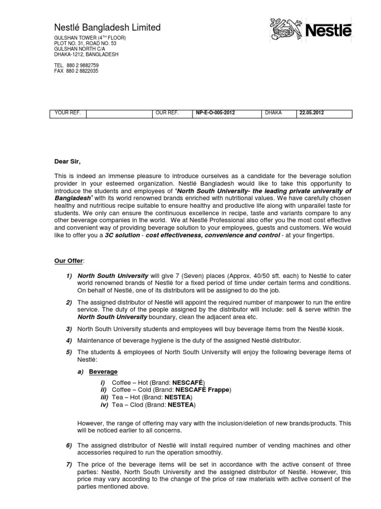 Offer Letter - Beverage University | PDF | Drink | Nestlé