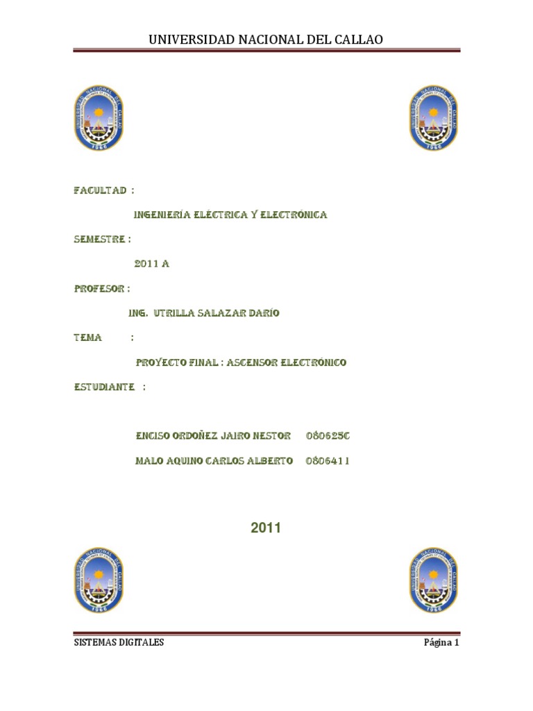 Proyecto Final Ascensor | PDF | Ascensor | Electrónica