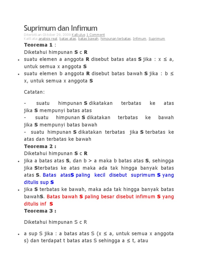 Supremum Dan Infimum | PDF