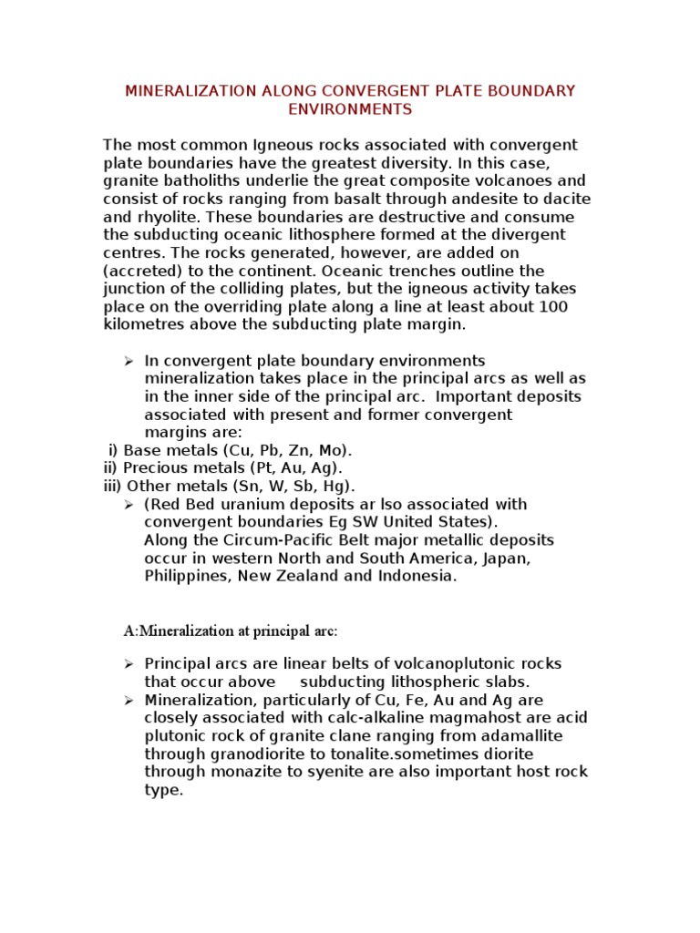 Mineralization at Convergent Boundaries | PDF | Hydrothermal Vent ...