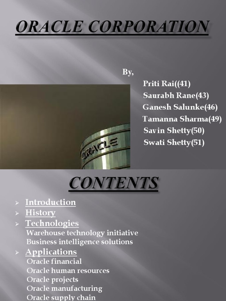 Oracle Corporation PROJECT | PDF | Oracle Corporation | Supply Chain ...