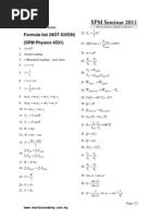 SPM Modern Maths Formula List | PDF