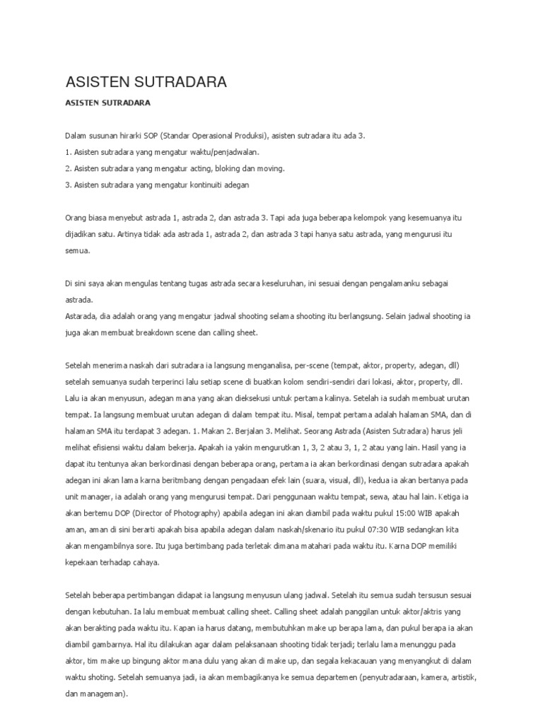 Asisten Sutradara | PDF