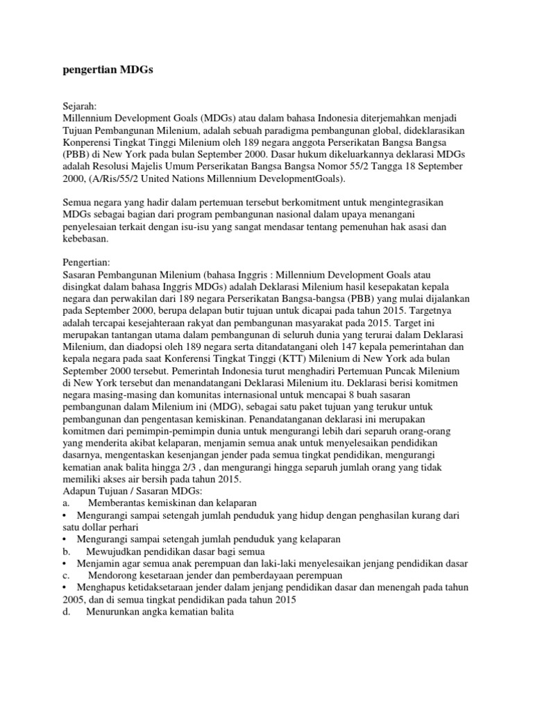 Pengertian MDGs | PDF
