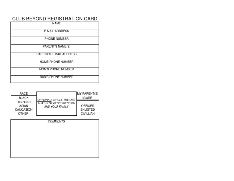 Club Beyond Registration Form | PDF