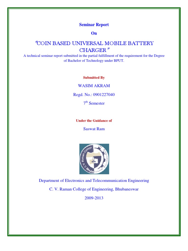 Coin-Based Mobile Battery Charger | PDF | Battery Charger | Electrical ...