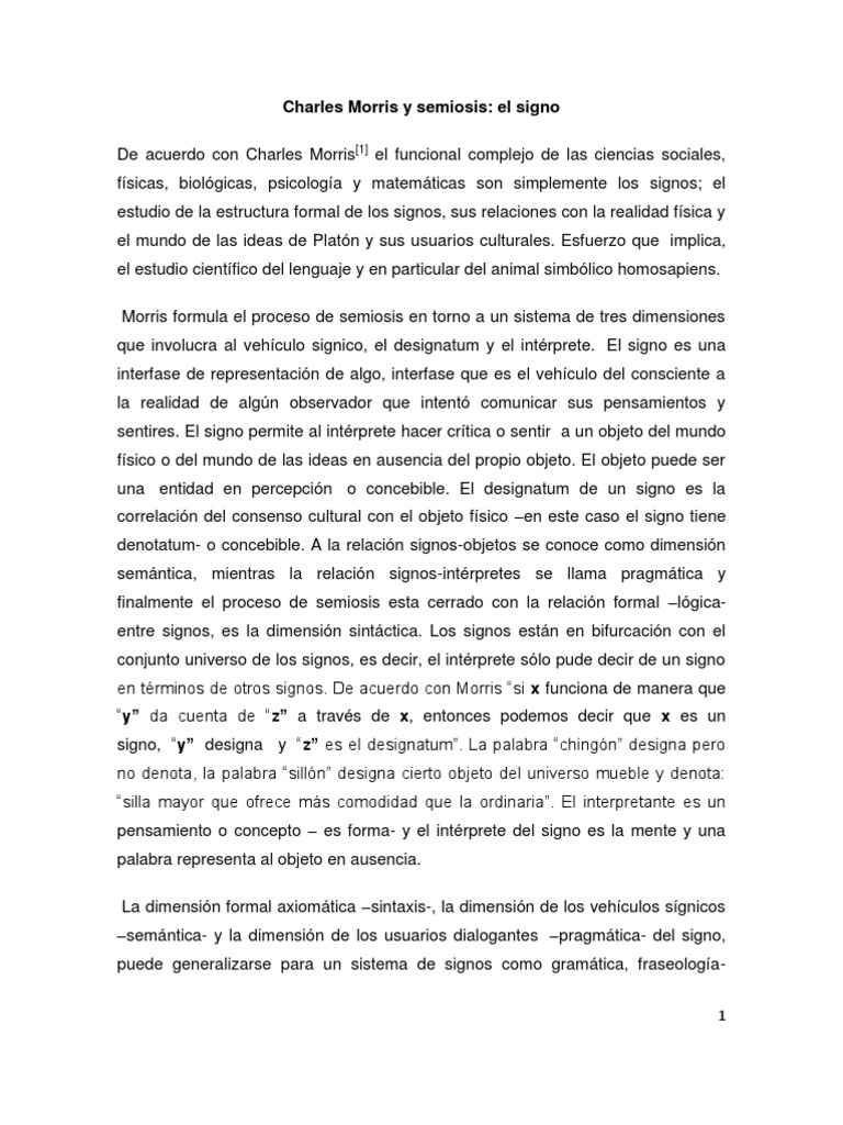 Charles Morris y Semiosis | PDF | Semiótica | Sintaxis
