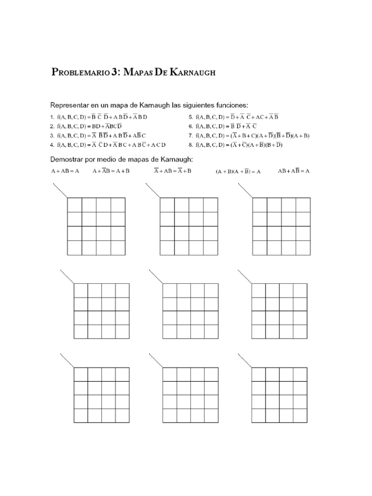 Ejercicios Mapas de Karnaugh | PDF