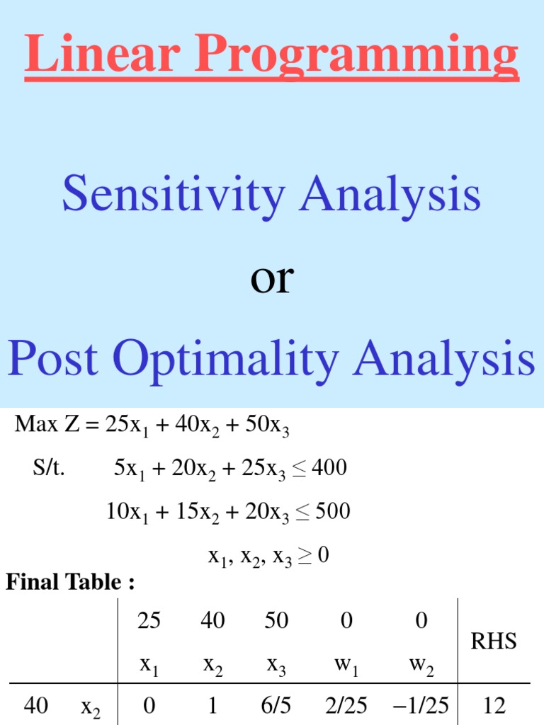 LP - V Lecture (Sensitivity Analysis) | PDF | Systems Science | Systems Analysis