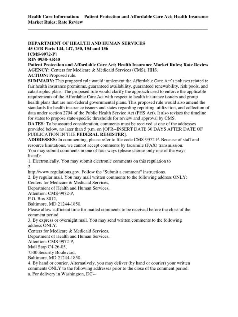 HHS Affordable Care Act | PDF | Patient Protection And Affordable Care ...
